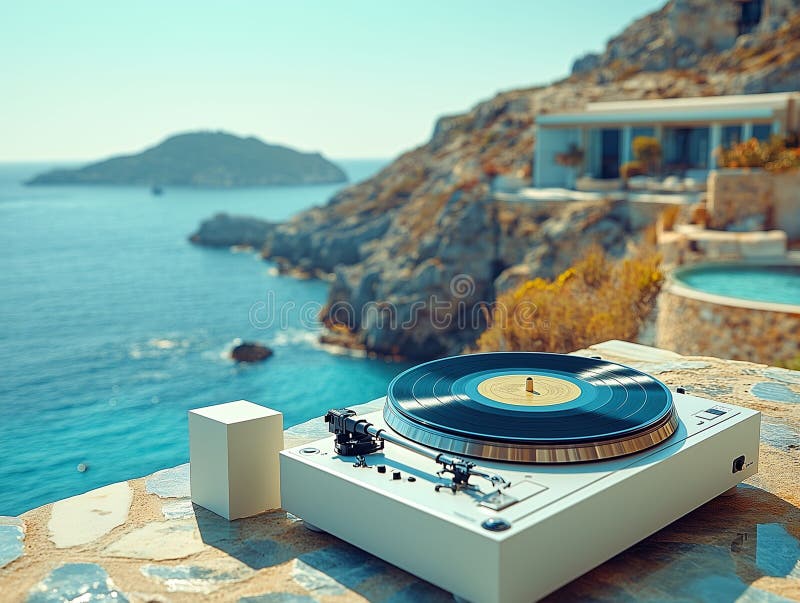 Cozy Desk Overlooking the Ocean Stock Illustration - Illustration of ...