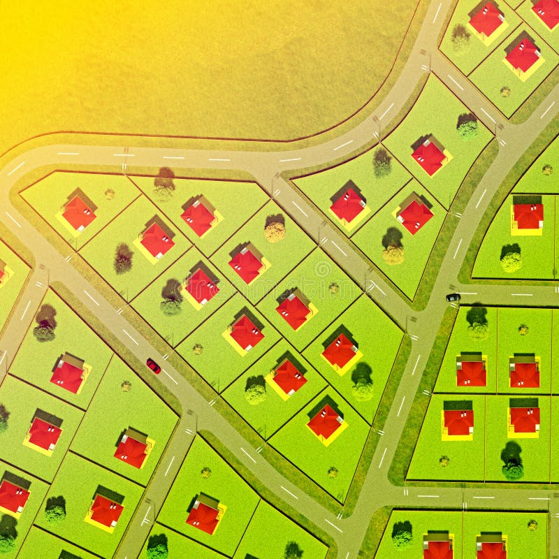 Simple Village Layout Top View Stock Illustration - Illustration of ...
