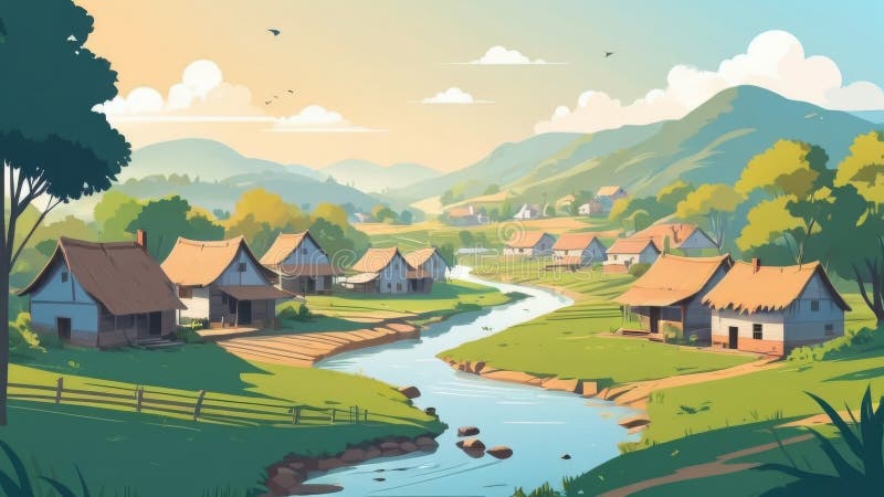 Simple Village House Background Stock Vector - Illustration of artistic ...