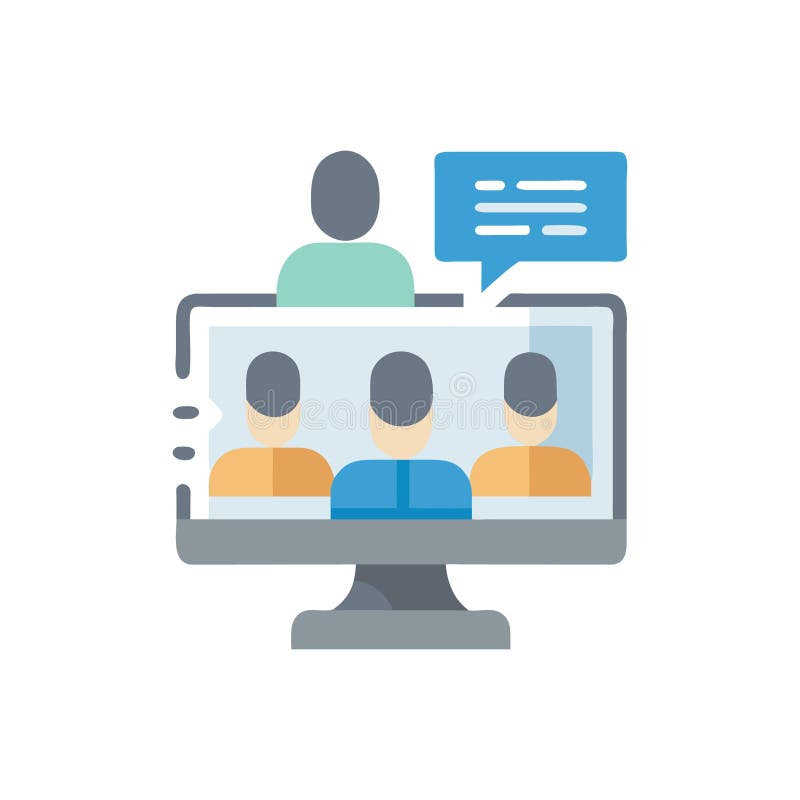Simple Virtual Classroom Icon for Study Stock Illustration ...