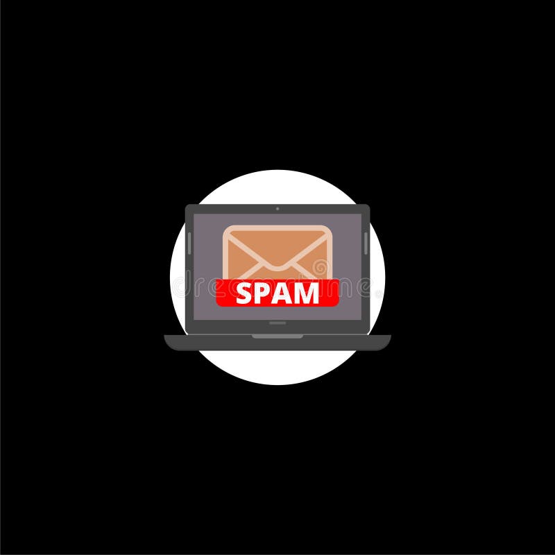 Virus On Email, Email Spam, Cyber Attack Concept Icon Or Logo On Dark ...