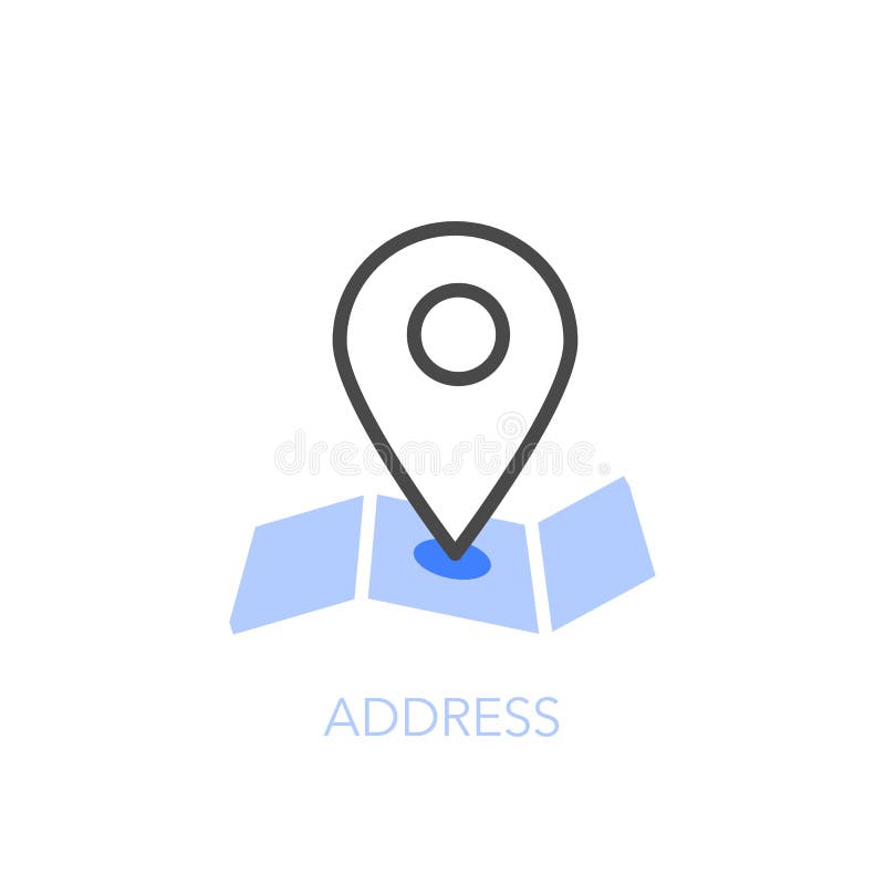 Simple Visualised Address Symbol with a Location Pin and a Map Stock ...