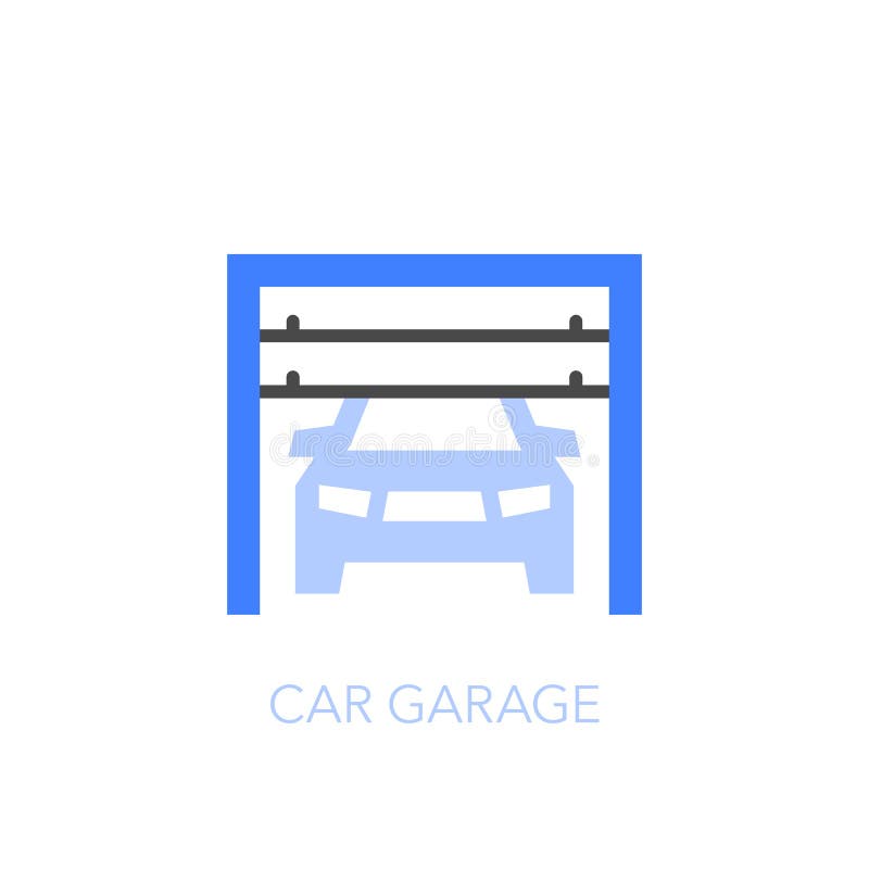 Simple Visualised Car Garage Symbol Stock Vector - Illustration of ...