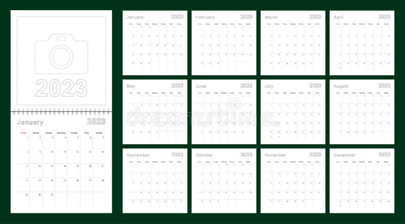 Simple Wall Calendar for January 2023 with Dotted Lines. the Calendar ...