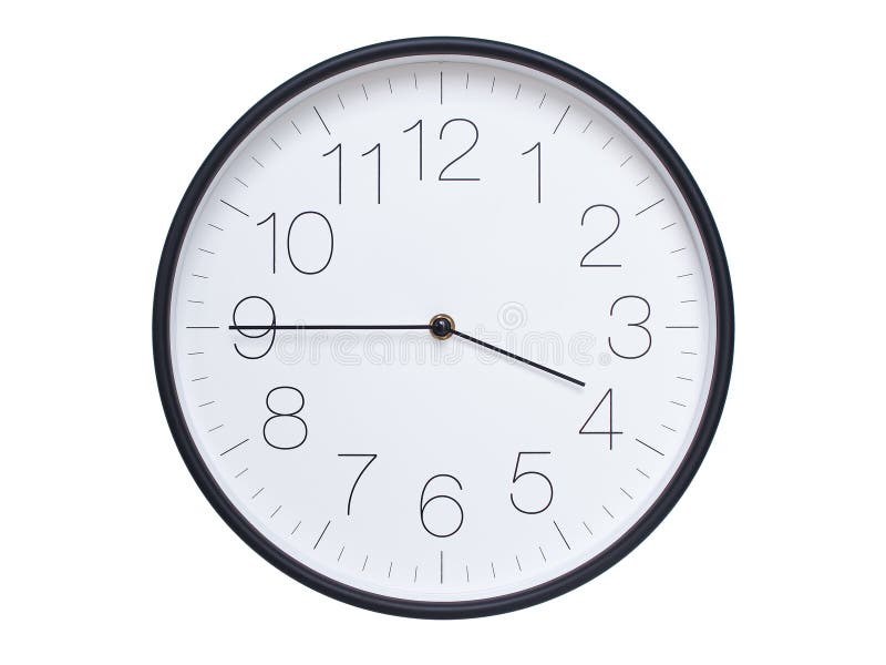 Simple Wall Clock with Black Frame and White Face Displaying 03:45 or ...
