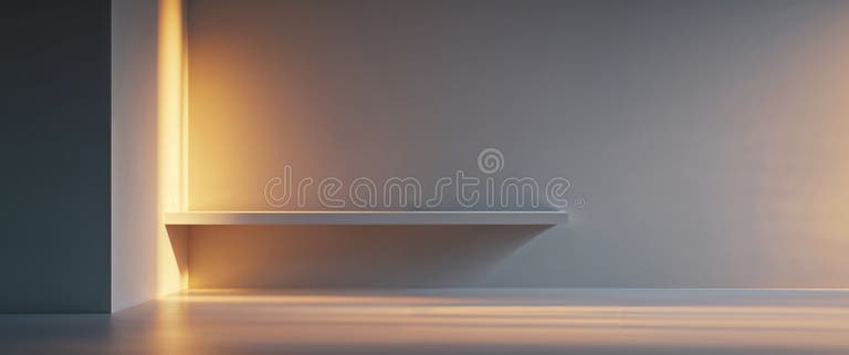 A Simple Wall and a Shelf with Shadow and Lighting Stock Image - Image ...