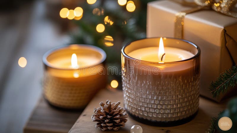 A Simple, yet Warm and Cozy Scene Featuring a Lit Candle on a Wooden ...