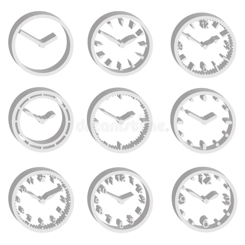 Simple Watch Dials 3d Style Icons Set Eps10 Stock Vector - Illustration ...