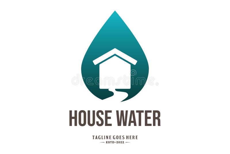Simple Water Drop House River Creek Spring Logo Design Stock ...