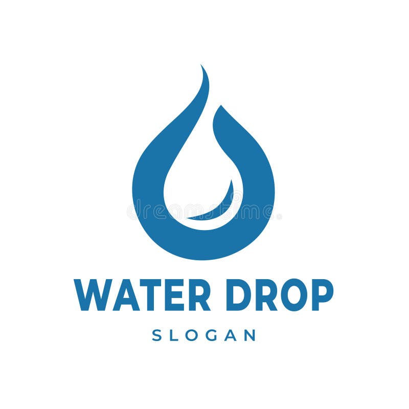 Simple Water Drop Logo Design in Blue Vector Illustration Stock ...