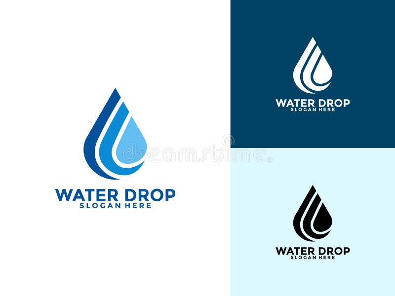 Simple Water Drop Logo Vector Design Set Stock Vector - Illustration of ...