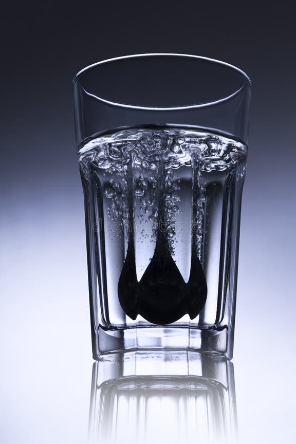 Simple Water-glass with Spoon and Bubbles Stock Image - Image of blue ...