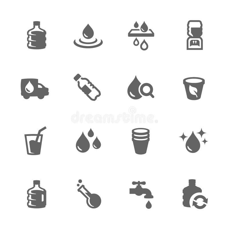 Water Icon Set. Included Icons As Water Drop, Moisture, Liquid, Bottle ...