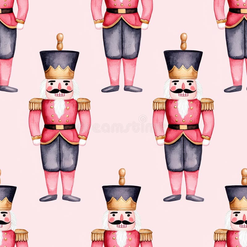 Simple Watercolor Nutcracker Design with Minimal Details Seamless ...