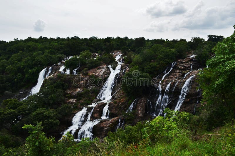 A Simple Waterfall in the Forest Stock Image - Image of waterfall, time ...