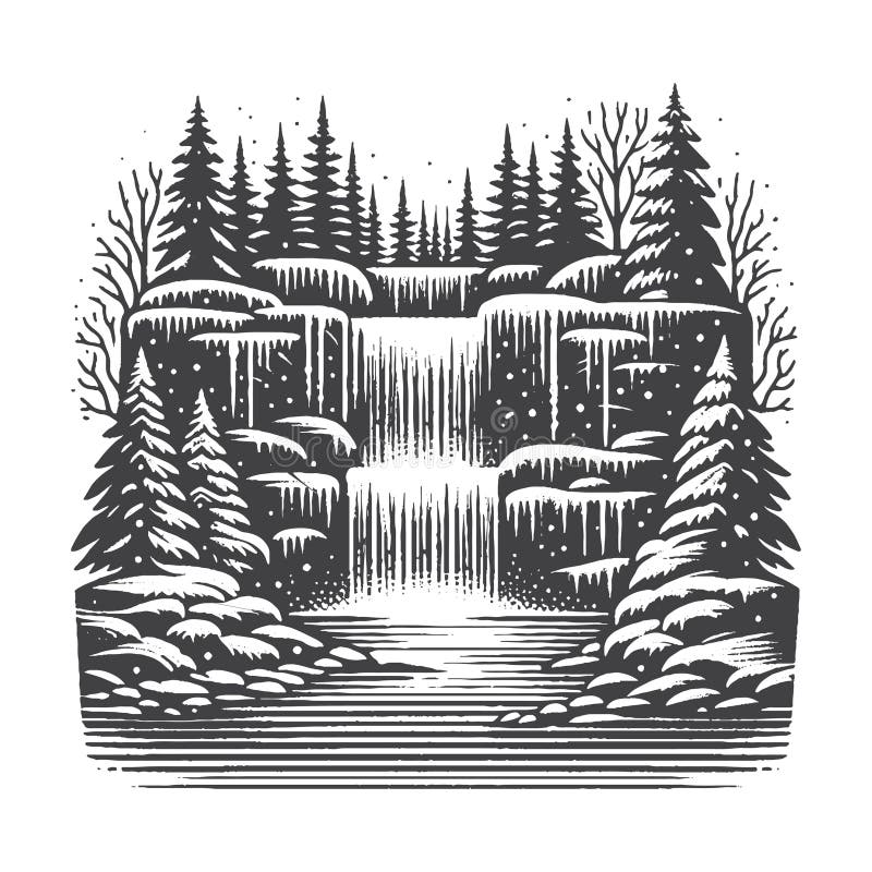 Simple Waterfall View Vintage Retro Logo Vector Design. Stock Vector ...