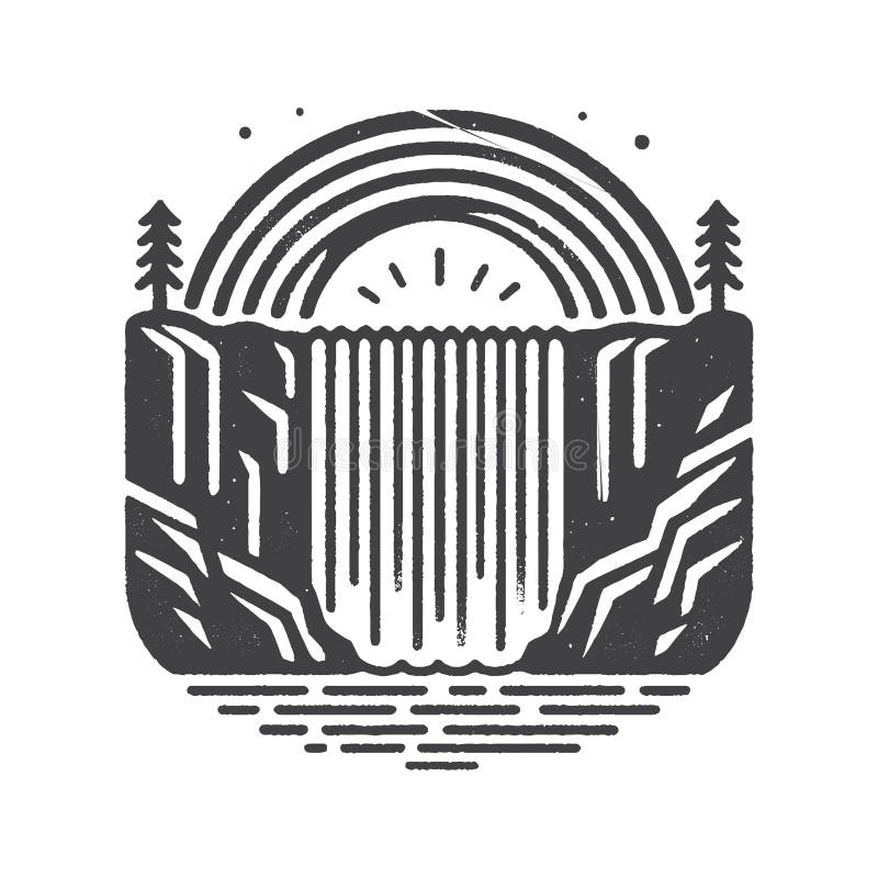 Simple Waterfall View Vintage Retro Logo Vector Design. Stock Vector ...