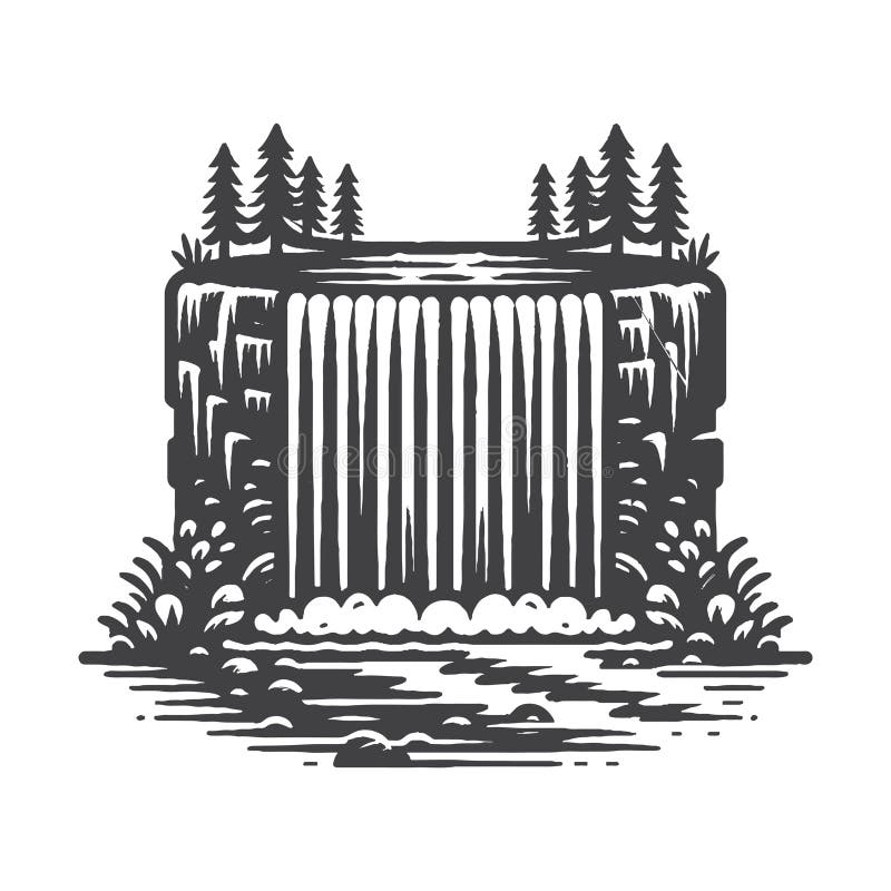 Simple Waterfall View Vintage Retro Logo Vector Design. Stock Vector ...