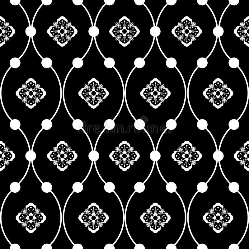 Simple Wave and Flower Porcelain Seamless Pattern Stock Illustration ...