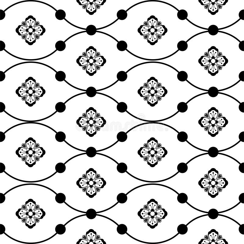 Simple Wave and Flower Porcelain Seamless Pattern Stock Illustration ...