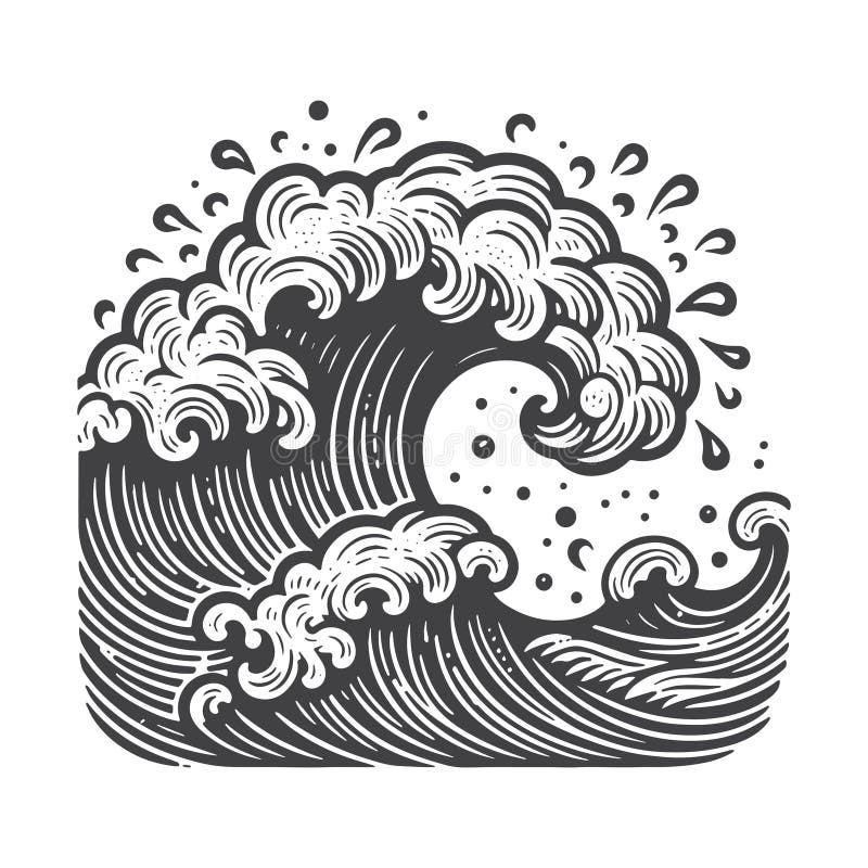 Simple Waves Storm Vector Icon Vintage Retro Logo Illustration Design ...
