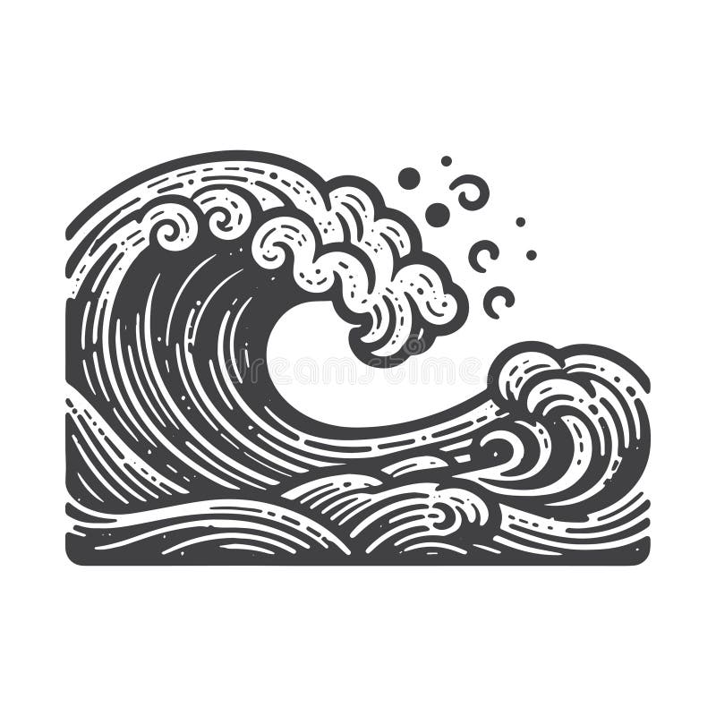 Waves during Storm Icon Vintage Retro Logo Vector Illustration Design ...