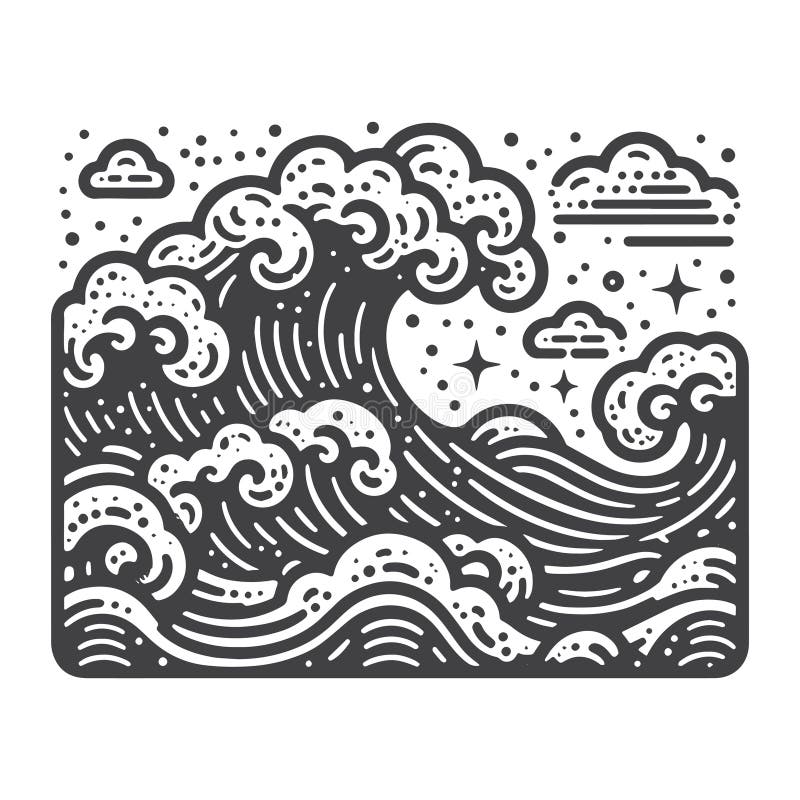 Simple Storm Waves Vector Vintage Retro Logo Illustration Design Icon ...