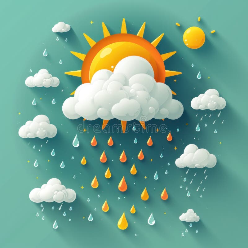 Cloud Sun Cloud Raindrops Stock Illustrations – 670 Cloud Sun Cloud ...