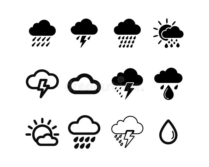 Simple Weather Icons Set for Various Applications Stock Vector ...