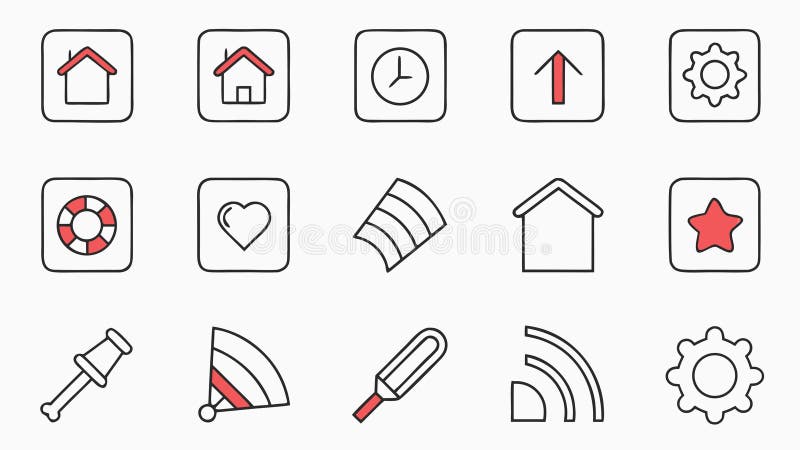 Simple Web and App Icon Set, User Interface Vector Line Art, Vector ...