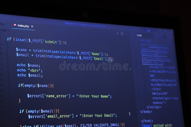Simple Website HTML Code with Colorful Tags in Browser View on Dark ... Simple Website HTML Code with Colorful Tags in Browser View on Dark ...