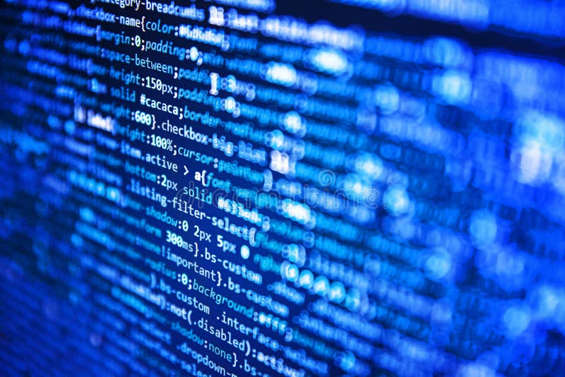 HTML Code on the Screen Editor,. Programming Code Abstract. Black Background with Blue Text Like ...