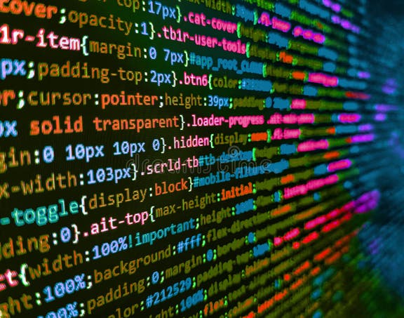 Simple Website HTML Code with Colourful Tags in Browser View on Dark Background. Lines of Html ...