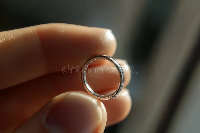 Simple Wedding Ring Held between Fingers, Representing Love, Commitment ...