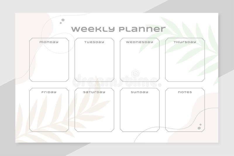 Simple Weekly Planner Template To-do List Organizer Vector Illustration ...