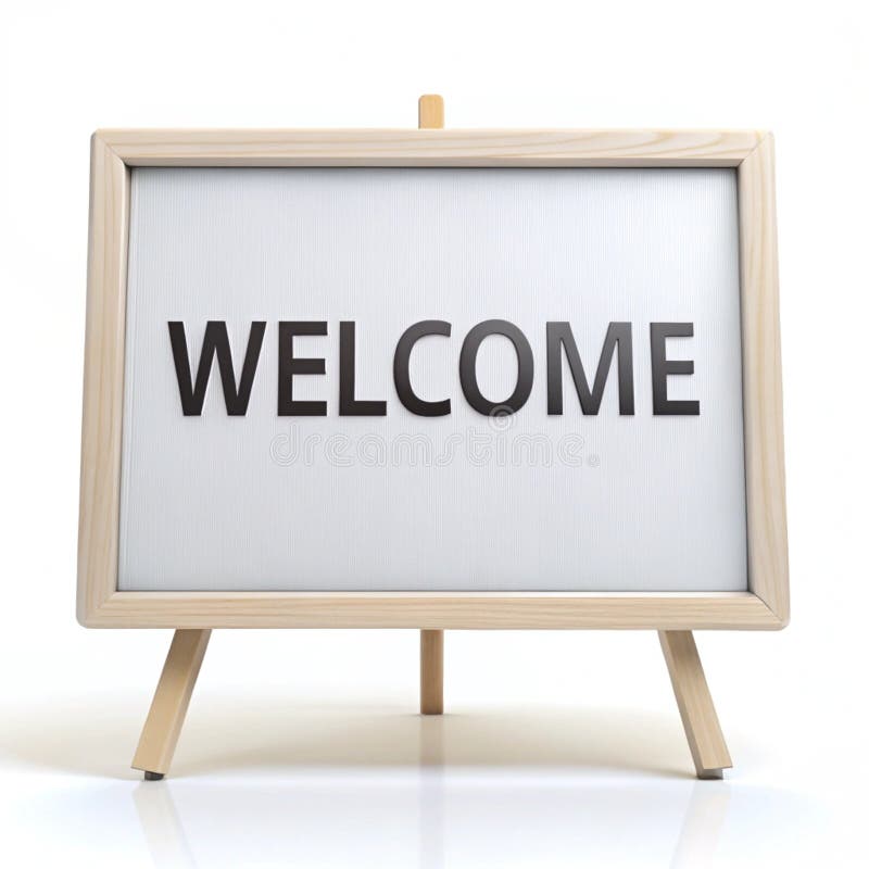 Simple Welcome Board on a White Background with Wooden Frame, Ideal for ...