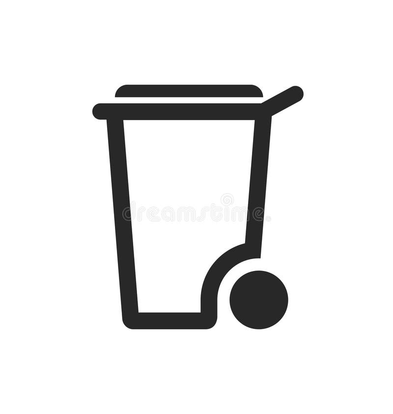 Simple Wheelie Bin Outline Symbol Stock Vector - Illustration of ...