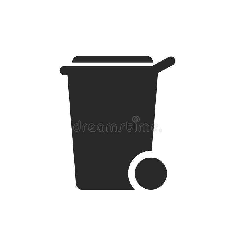 Simple Wheelie Bin Silhouette Symbol Icon Stock Vector - Illustration ...