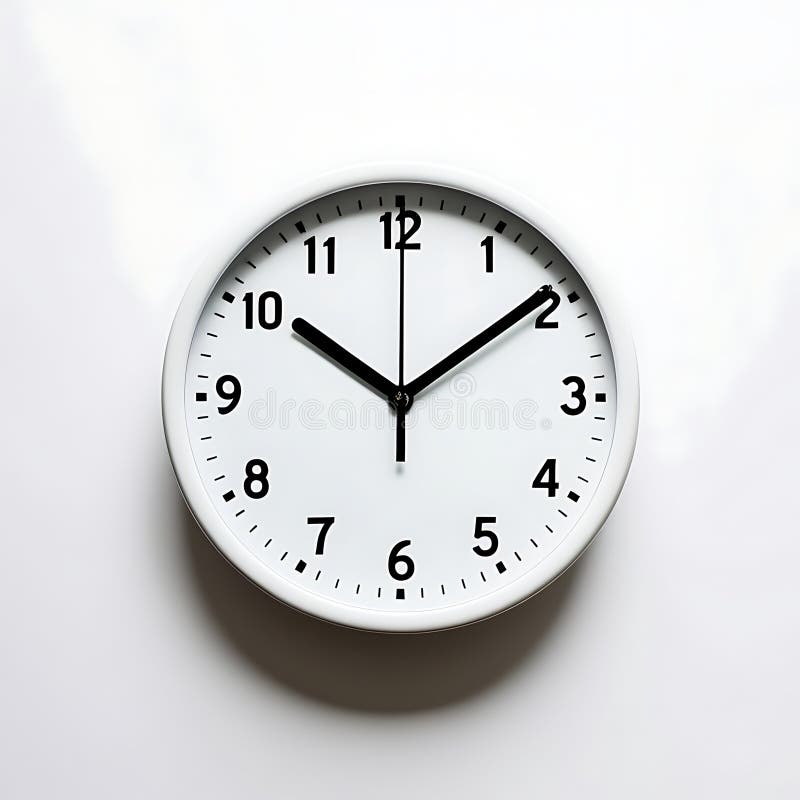 A Simple White Analog Clock Shows the Time Stock Image - Image of ...
