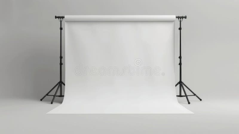 A Simple White Backdrop with Two Black Tripod Stands. Ideal for Product ...