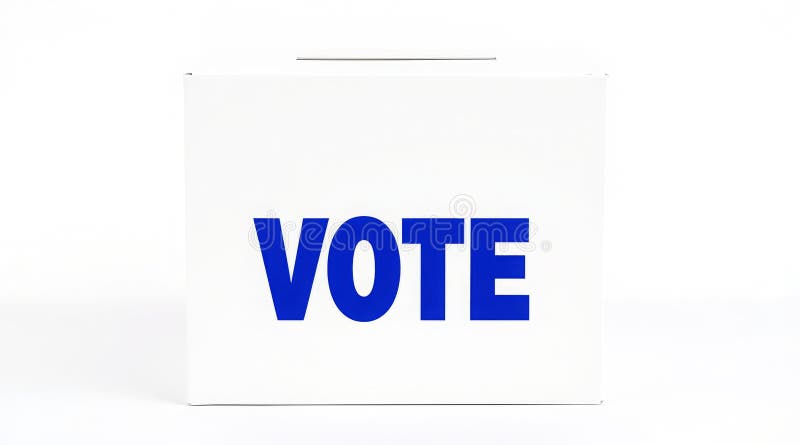 Simple White Ballot Box with Bold "VOTE" Text, Symbolizing Elections on ...