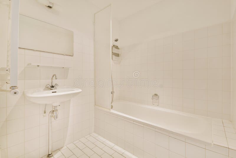 Simple white bathroom stock photo. Image of home, room - 245575522