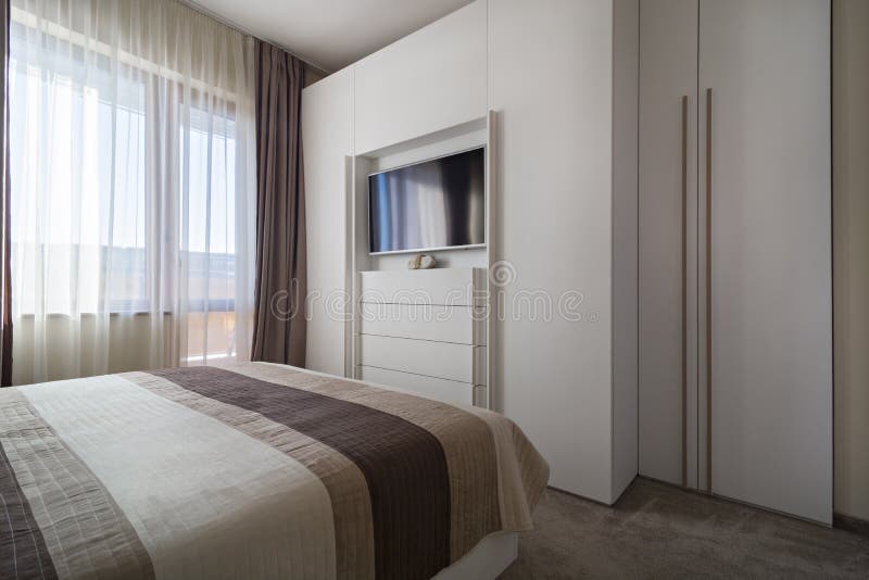 Simple white bedroom stock photo. Image of items, fresh - 101025304