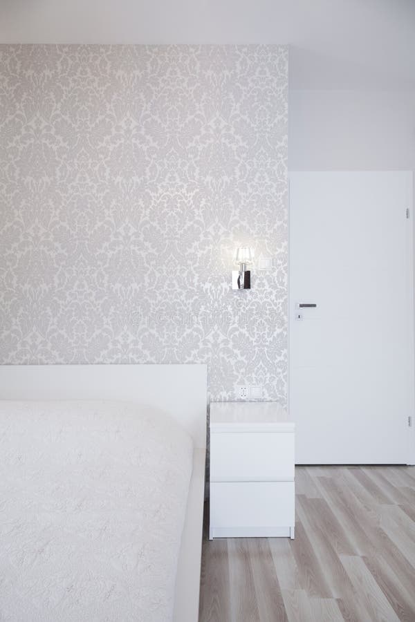 Simple white bedroom stock photo. Image of room, contemporary - 61236576