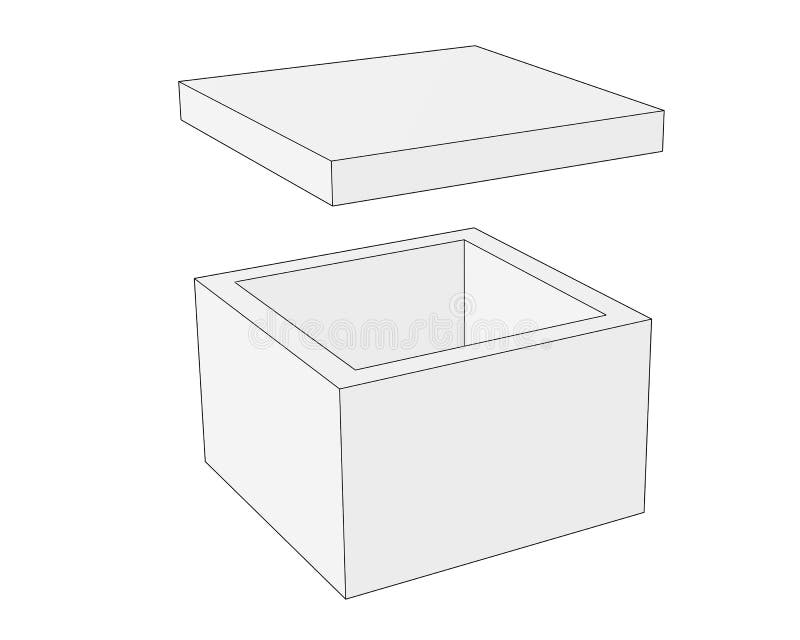 Simple Blank Cardboard Open Box with Lid Stock Illustration ...