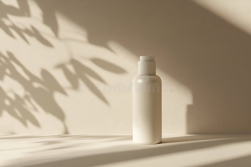 Simple White Bottle with Shadow Play Stock Photo - Image of soft, home ...