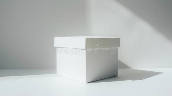A Simple White Box Sitting on a Table Stock Image - Image of table ...
