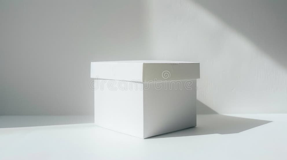 A Simple White Box Sitting on a Table Stock Image - Image of table ...