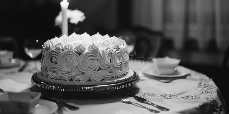 A Simple White Cake Sitting on a Table, Perfect for Bakery or ...