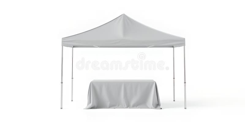 A Simple White Canopy Tent with a Table Covered by a White Cloth on a ...